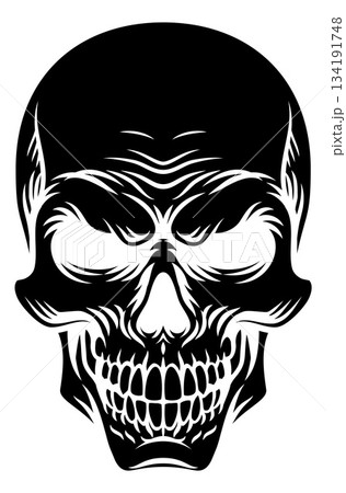 Skull Design Vintage Retro Woodcut Styleのイラスト素材 [134191748] - PIXTA