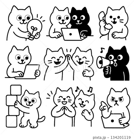 Cat, teamwork, technology, communication, and...のイラスト素材 [134201119] - PIXTA