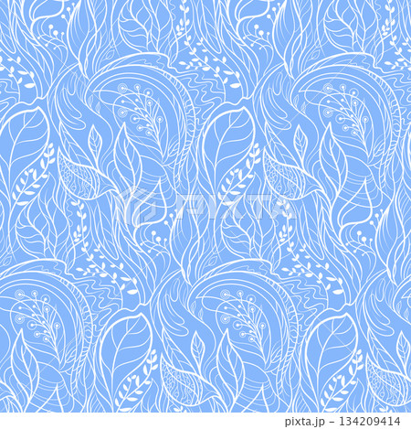 A seamless botanical pattern in two colors....のイラスト素材 [134209414] - PIXTA