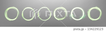 Glowing green magic ring . Neon realistic...のイラスト素材 [134229123] - PIXTA