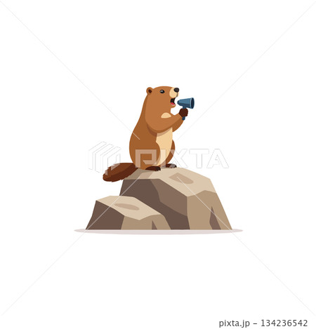 Whimsical groundhog proclamation: Cartoon...のイラスト素材 [134236542] - PIXTA