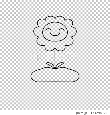 A smiling flower with a happy expressionのイラスト素材 [134298970] - PIXTA