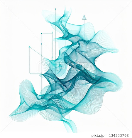 Abstract Turquoise Wavy Lines Forming Complex...のイラスト素材 [134333798] - PIXTA