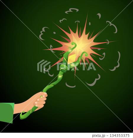 Magic wand. fairytale tools for wizard magician...のイラスト素材 [134353375 ...