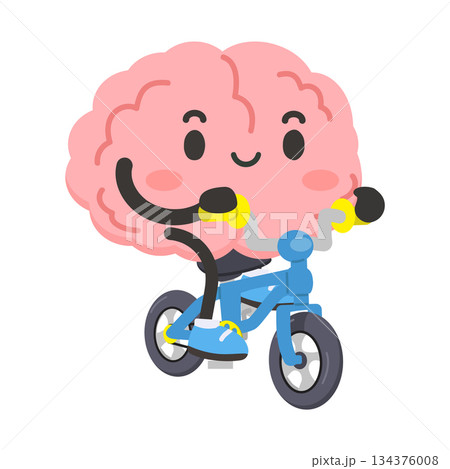 Cartoon Brain Riding a Bicycleのイラスト素材 [134376008] - PIXTA