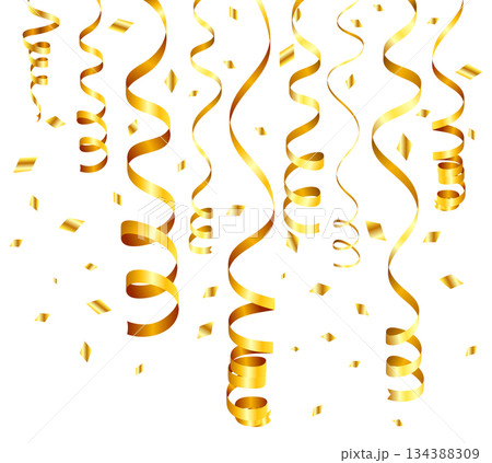 Gold Streamer on transparent backgroundのイラスト素材 [134388309] - PIXTA