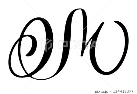 Black calligraphic vector letter m hand drawn...のイラスト素材 [134419377] - PIXTA