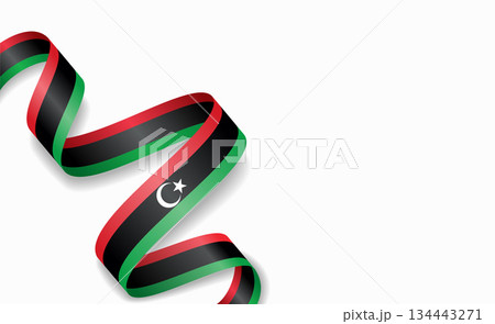 Libyan flag stylized wavy ribbon, symbolizing...のイラスト素材 [134443271] - PIXTA