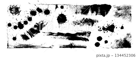 Grunge splatter doodle set with black paint splashのイラスト素材 [134452306 ...