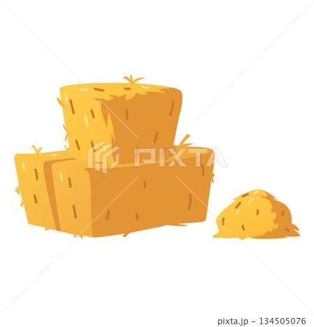 Haystack flat vector icon, cartoon bale of hay...のイラスト素材 [134505076 ...