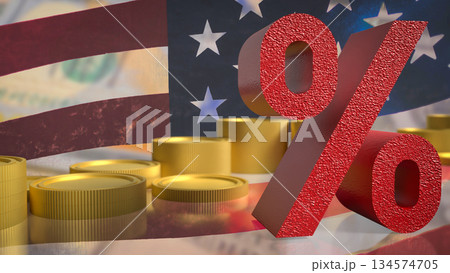 USA Interest Rate Economic Impact Symbol 3d...のイラスト素材 [134574705] - PIXTA