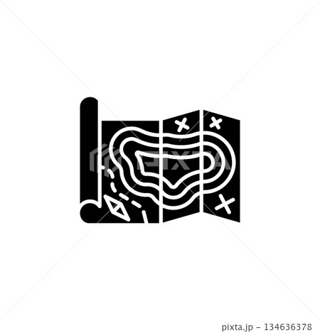 Adventure Map vector icon. Adventure icon solid...のイラスト素材 [134636378 ...