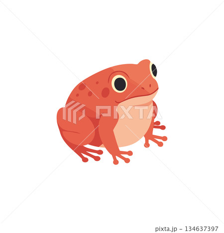 Red frog cartoon vector illustration with...のイラスト素材 [134637397] - PIXTA