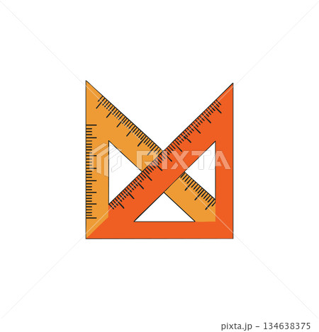 Orange and yellow triangular rulers crossed...のイラスト素材 [134638375] - PIXTA