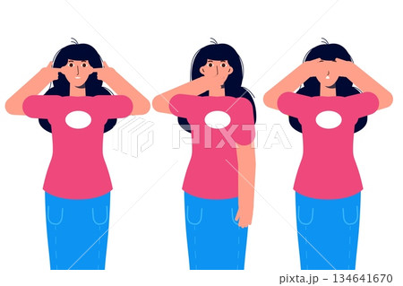 Ignore or avoid concept wiht characters. Hear...のイラスト素材 [134641670] - PIXTA