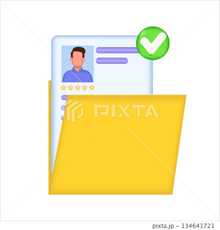 Job application file icon. 3D vector illustrationのイラスト素材 [134641721 ...