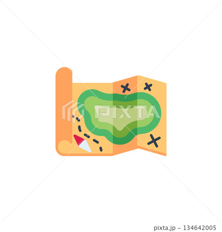 Adventure Map vector icon. Adventure icon flat...のイラスト素材 [134642005 ...