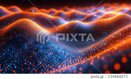 abstract 3d mixing of particles on color glowingのイラスト素材 [134668073] - PIXTA