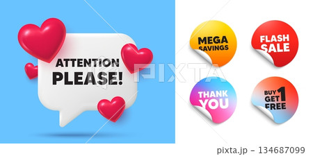 Attention please speech bubble, sticker tags....のイラスト素材 [134687099] - PIXTA