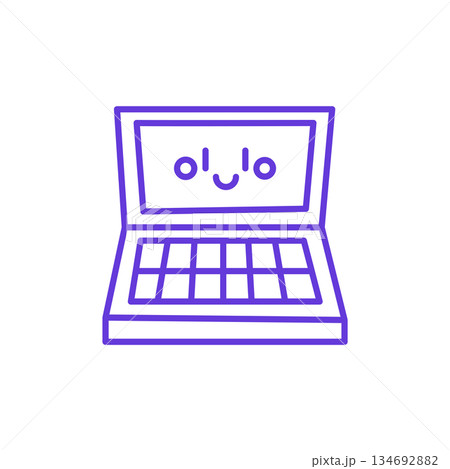 Smiling Laptop Icon. Thin Line Illustration of...のイラスト素材 [134692882 ...