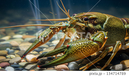 Crayfish shows defensive behavior by rapidly...のイラスト素材 [134714789] - PIXTA