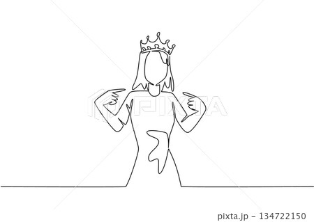 Single line draw of a self confidence woman...のイラスト素材 [134722150] - PIXTA