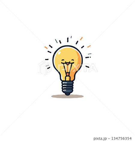 Cheerful light bulb character radiating...のイラスト素材 [134756354] - PIXTA