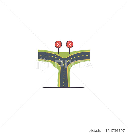 Conceptual illustration road diverging choices...のイラスト素材 [134756507 ...