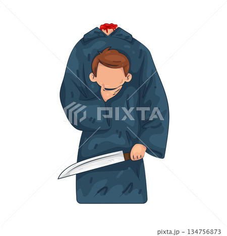 Illustration of headless person holding a large...のイラスト素材 [134756873 ...