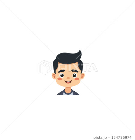 A cheerful cartoon character with smooth black...のイラスト素材 [134756974 ...