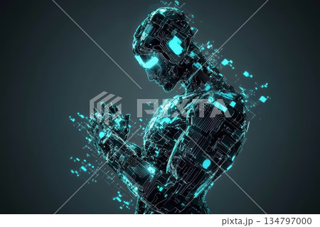 Biomechanical Android Doctor Holding Hands with...のイラスト素材 [134797000 ...