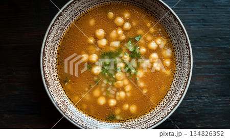 Pozole-Style Chickpea Soup in Rustic Bowlのイラスト素材 [134826352] - PIXTA