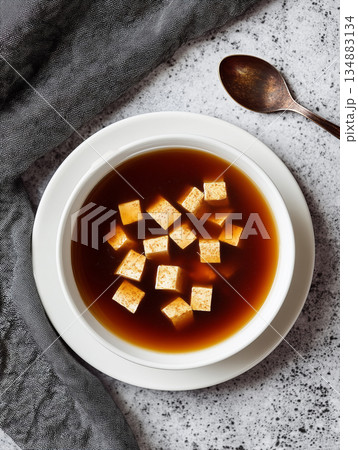 Minimalist Miso Broth with Silken Tofu Cubes...のイラスト素材 [134883134] - PIXTA