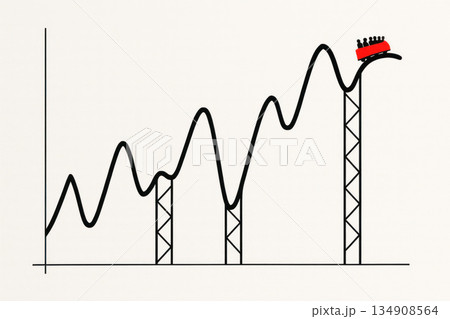 A graph in the form of a roller coaster with a...のイラスト素材 [134908564 ...