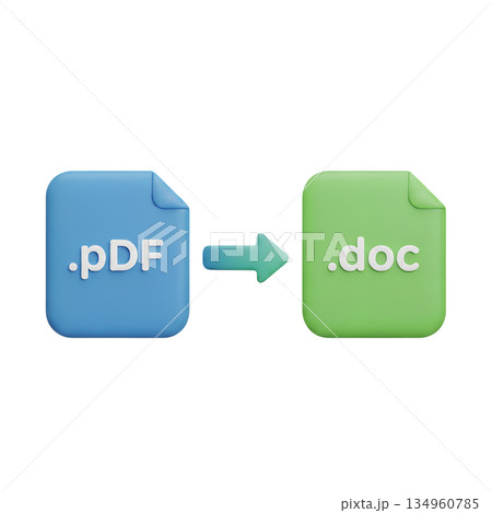 3d icon showing a blue pdf file transforming or...のイラスト素材 [134960785 ...