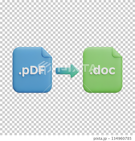 3d icon showing a blue pdf file transforming or...のイラスト素材 [134960785 ...