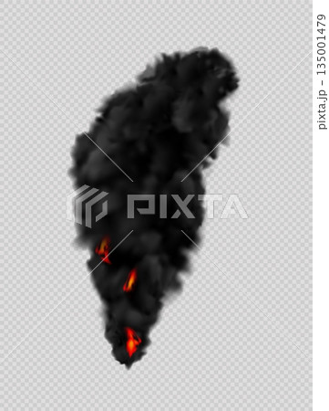 Fire realistic smoke. Fiery hot blaze. Burn...のイラスト素材 [135001479] - PIXTA