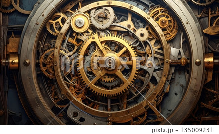 Ancient medieval astronomical clock mechanism...のイラスト素材 [135009231] - PIXTA