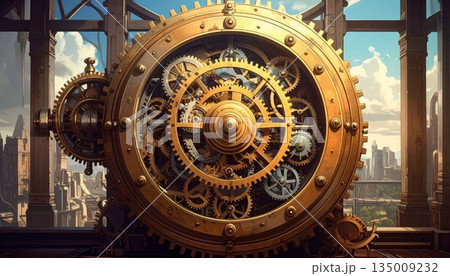 Ancient medieval astronomical clock mechanism...のイラスト素材 [135009232] - PIXTA