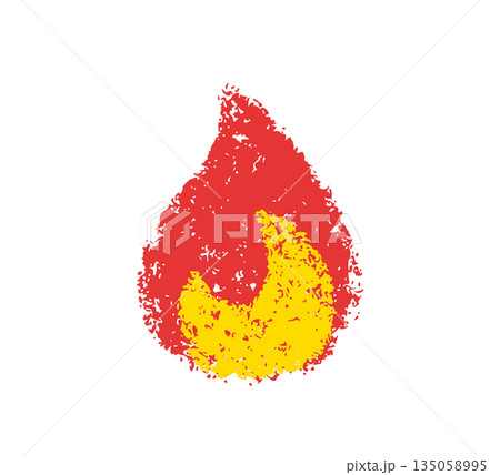 Doodle fire in crayon style. Hand drawn flame...のイラスト素材 [135058995] - PIXTA