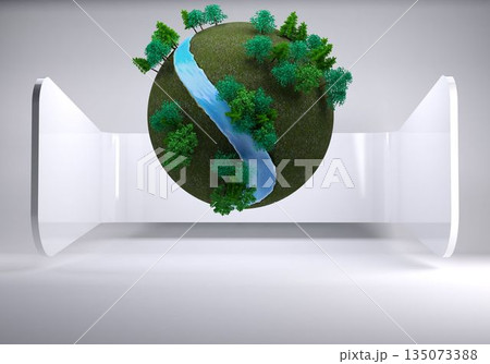 Earth floating in front of screenのイラスト素材 [135073388] - PIXTA