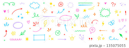 Line element arrow, cloud, heart cute design...のイラスト素材 [135075055] - PIXTA