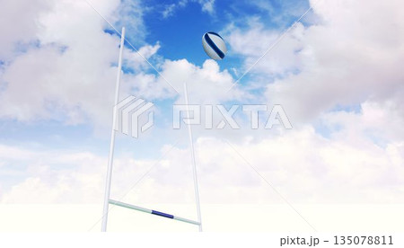 Rugby ball flying between postsのイラスト素材 [135078811] - PIXTA
