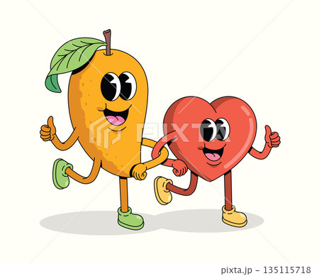 mango and love groovy cartoon illustrationのイラスト素材 [135115718] - PIXTA