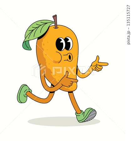 mango energetic walk groovy cartoon illustrationのイラスト素材 [135115727] - PIXTA