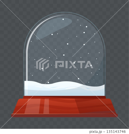 Glass ball with snowfall inside on transparent...のイラスト素材 [135143746 ...