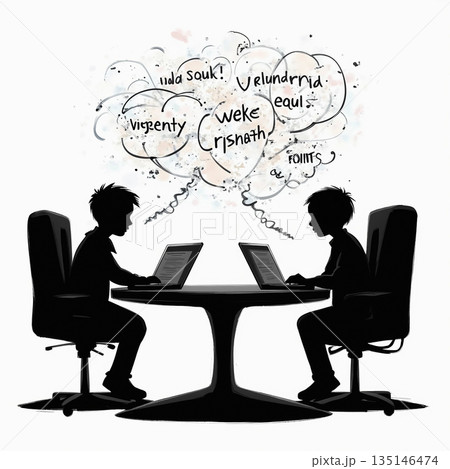 Virtual connection and idea exchange between...のイラスト素材 [135146474] - PIXTA