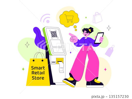 Smart Retail Store Vector Illustration...のイラスト素材 [135157230] - PIXTA