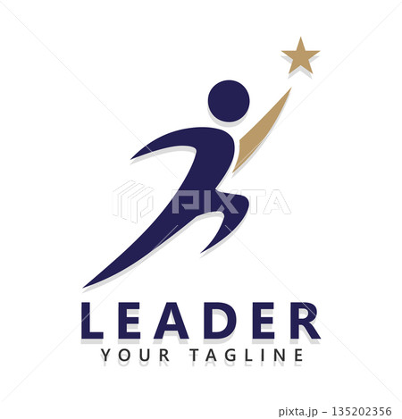 Leader Logo Design with Human Figure Reaching...のイラスト素材 [135202356] - PIXTA