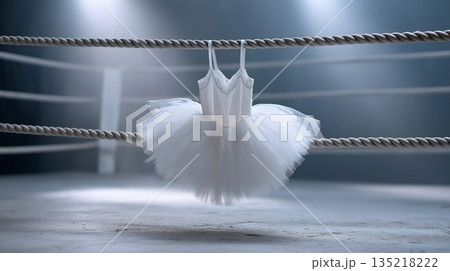 Ballet tutu suspended on boxing ring ropes...のイラスト素材 [135218222] - PIXTA
